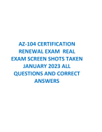 AZ-104 CERTIFICATION RENEWAL EXAM REAL EXAM SCREEN SHOTS TAKEN JANUARY 2023 ALL QUESTIONS AND C ...
