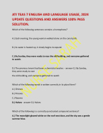ATI TEAS 7 ENGLISH AND LANGUAGE USAGE, 2024 UPDATE QUESTIONS AND ...