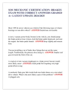 SOS MECHANIC CERTIFICATION- BRAKES EXAM WITH CORRECT ANSWERS GRADED A+ ...