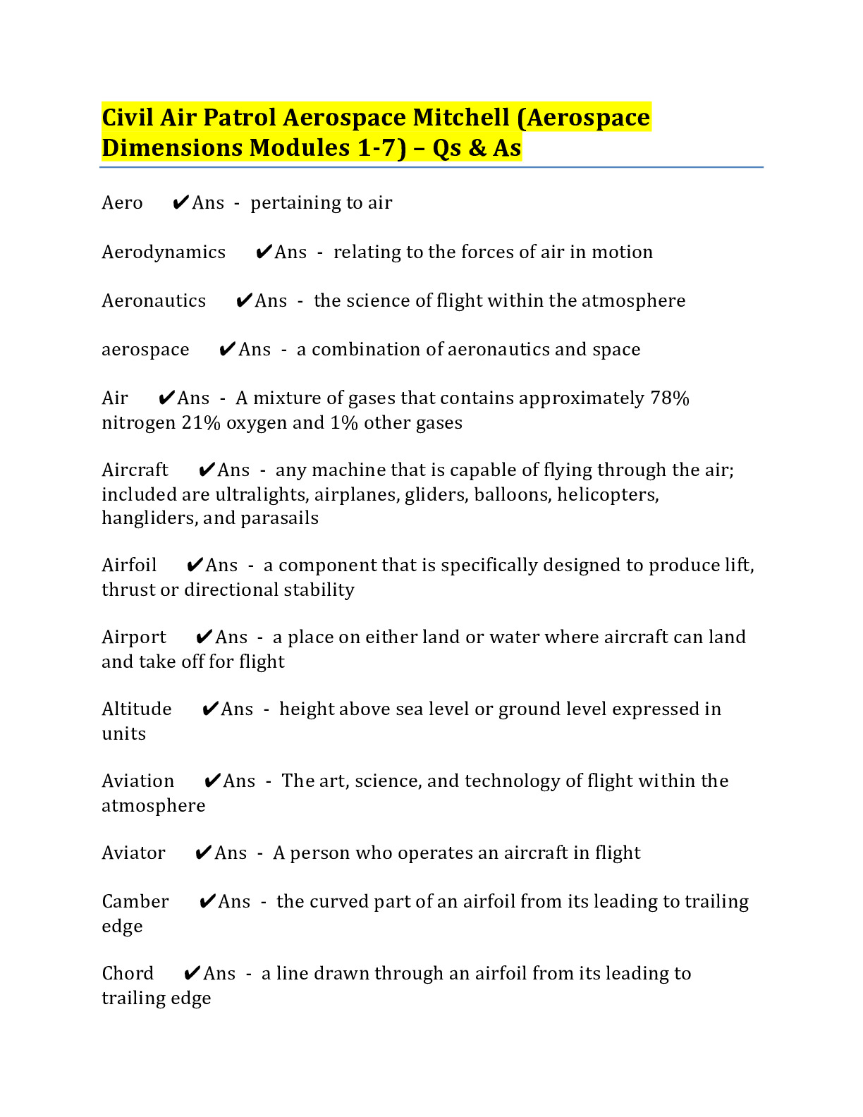 Civil Air Patrol Aerospace Mitchell (Aerospace Dimensions Modules 1-7 ...