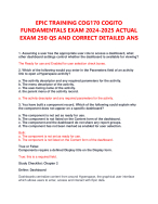 EPIC TRAINING COG170 COGITO FUNDAMENTALS EXAM 2023-2024 ACTUAL EXAM 250 ...
