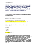 NR 605 Final Exam Diagnosis & Management in Psychiatric-Mental Health ...