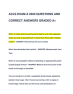 ACLS EXAM A 2020 QUESTIONS AND CORRECT ANSWERS GRADED A+ LATEST VERSION ...