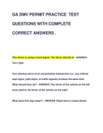 GA DMV PERMIT PRACTICE TEST QUESTIONS WITH COMPLETE CORRECT ANSWERS ...