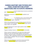 HUMAN ANATOMY AND PHYSIOLOGY FINAL EXAM WITH 602 STUDY QUESTIONS AND ...