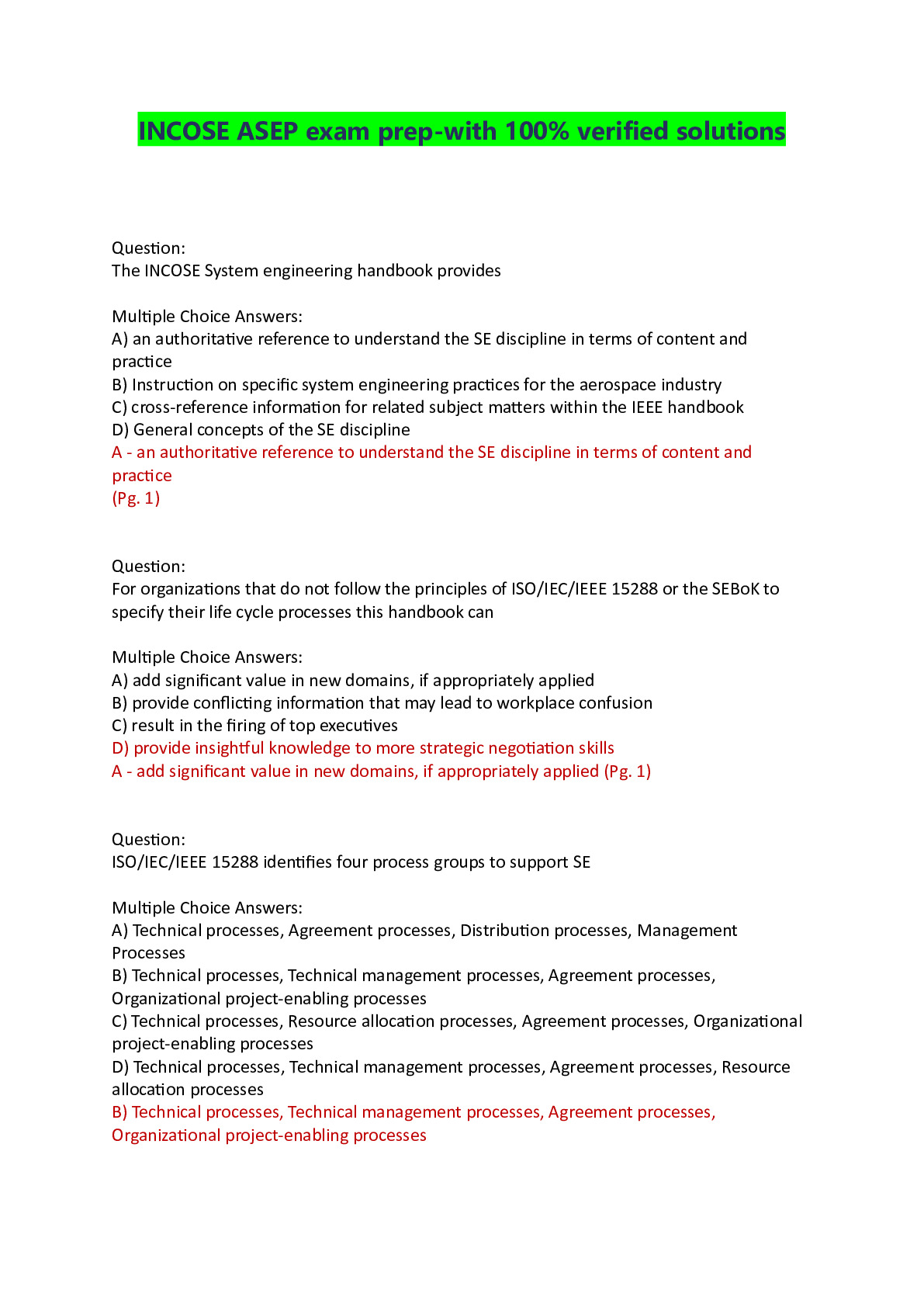 INCOSE ASEP exam prep - DocMerit