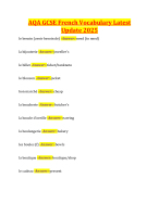 AQA GCSE French Vocabulary Latest Update 2025 - DocMerit