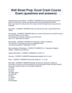 Wall Street Prep: Excel Crash Course Exam (questions and answers) - DocMerit