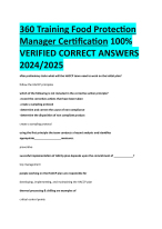 360 TRAINING FOOD PROTECTION MANAGER CERTIFICATION LATEST UPDATED EXAM ...