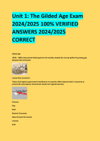 Unit 1: The Gilded Age Exam 2024/2025 100% VERIFIED ANSWERS 2024/2025 ...