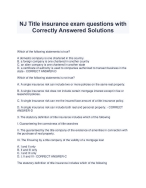 NJ Title insurance exam questions with Correctly Answered Solutions ...