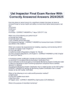 Ust Inspector Final Exam Review With Correctly Answered Answers 2024/ ...