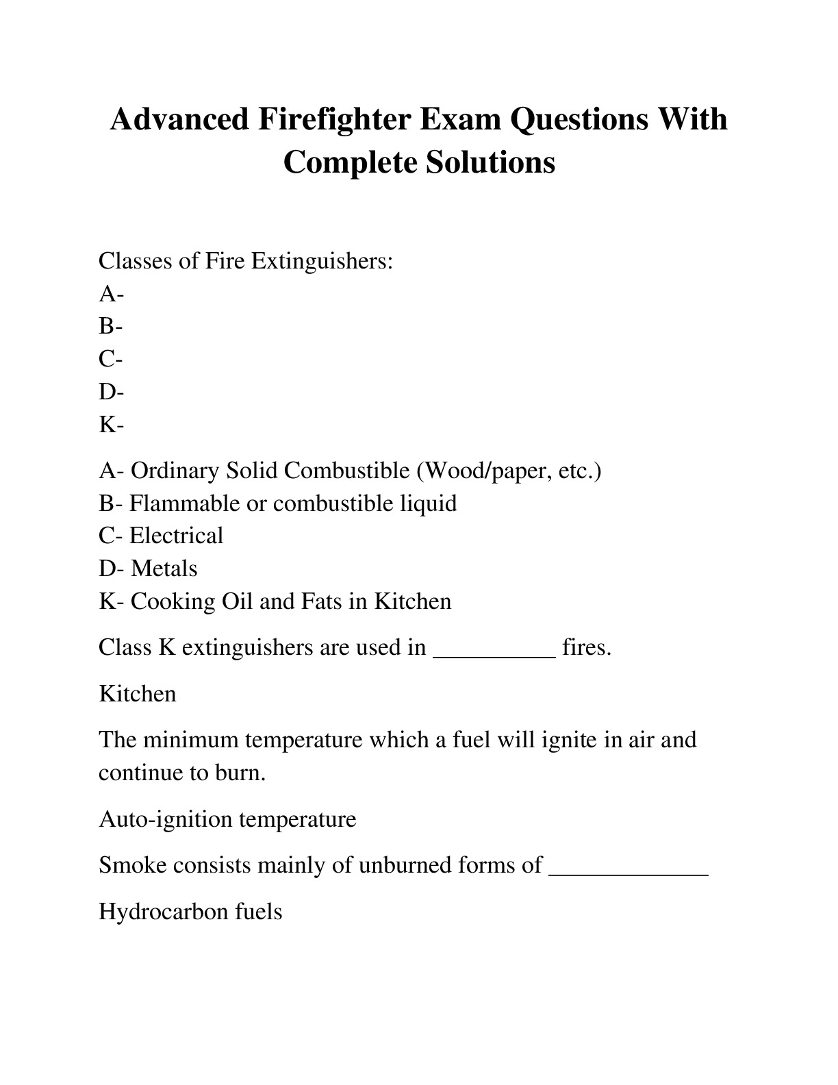 Advanced Firefighter Exam Questions With Complete Solutions - DocMerit