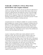 NURS 480 - COMPLEX 1 FINAL PRACTICE QUESTIONS with Complete Solutions - DocMerit