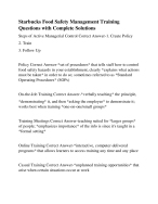 Starbucks Food Safety Management Training Questions with Complete ...