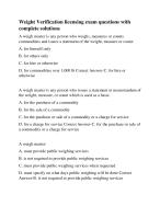 Weight Verification licensing exam questions with complete solutions ...