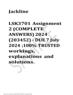 LSK3701 Assignment 2 (COMPLETE ANSWERS) 2024 (203452) - DUE 7 July 2024 - DocMerit