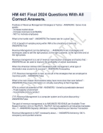 HM 441 Final 2024 Questions With All Correct Answers..docx - DocMerit