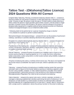 Tattoo Test - (Oklahoma)Tattoo Licence) 2024 Questions With All Correct ...
