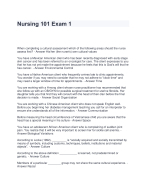 Nursing 101 Exam 1 Questions and Answers-Solved - DocMerit