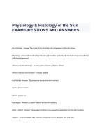 Physiology & Histology of the Skin EXAM QUESTIONS AND ANSWERS - DocMerit
