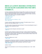 HESI A2 LATEST 2023/2024 ENTRANCE EXAM MATH AGRADED SOLVED 100% CORRECT ...
