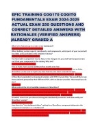 EPIC TRAINING COG170 COGITO FUNDAMENTALS EXAM 2024-2025 ACTUAL EXAM 250 ...