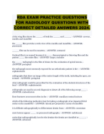 RDA EXAM PRACTICE QUESTIONS FOR RADIOLOGY QUESTIONS WITH CORRECT ...
