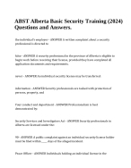 ABST Alberta Basic Security Training (2024) Questions and Answers. - DocMerit