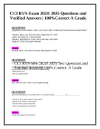 CCI RVS EXAM REVIEW| QUESTIONS AND VERIFIED ANSWERS NEW 2024/2025, CCI RVS EXAM 2024/ 2025 & CCI ...