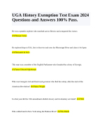 UGA History Exemption Test Exam 2024 Questions and Answers 100% Pass ...