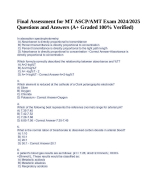 Final Assessment for MT ASCP/AMT Exam 2024/2025 Questions and Answers ...