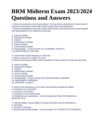 BRMP Certification Exam 2023/2024, BRM Midterm Exam 2023/2024, BRM Final Exam Questions and ...