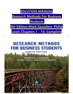 Solution Manual For Research Methods For Business Students, 8th Edition ...