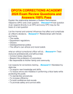 OPOTA CORRECTIONS ACADEMY 2024 Exam Review Questions and Answers 100% ...