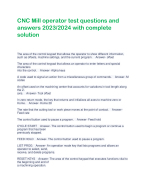 CNC Mill operator test questions and answers 2023/2024 with complete ...