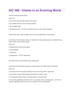 AIC 300 - Claims in an Evolving World-with 100% verified solutions-2024 ...