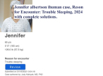 Jennifer albertson ihuman case, Reson for Encounter: Trouble Sleeping ...
