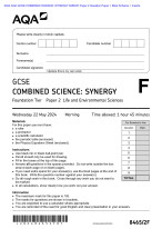 BUNDLED 2024 AQA GCSE COMBINED SCIENCE: SYNERGY 8465/1F,2F,3F,4F PAPER ...