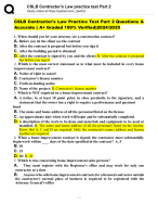 CSLB Contractor's Law Practice Test Part 2 Questions & Accurate ( A+ ...