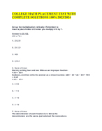 COLLEGE MATH PLACEMENT TEST WITH COMPLETE SOLUTIONS 100% 2023/2024 ...