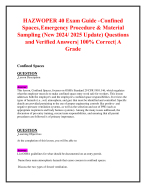 HAZWOPER 40 Exam Guide -Confined Spaces,Emergency Procedure & Material ...