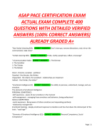 ASAP PACE CERTIFICATION EXAM ACTUAL EXAM COMPLETE 400 QUESTIONS WITH ...