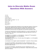 Intro to Discrete Maths Exam Questions With Answers - DocMerit