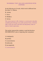 WONDERLIC TEST (2024-2025) QUESTIONS WITH ANSWERS - DocMerit