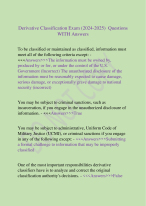 Derivative Classification Exam (2024-2025) Questions WITH Answers ...