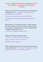 PLATO / EDMENTUM END OF SEMESTER TEST : ECONOMICS (Actual 2025 ...