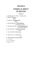 Class IX Physics Formula Sheet - DocMerit