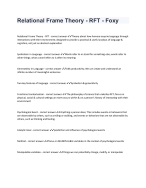 Relational Frame Theory - RFT - Foxy questions with correct answers - DocMerit