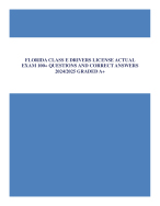 FLORIDA CLASS E DRIVERS LICENSE ACTUAL EXAM 100+ QUESTIONS AND CORRECT ...